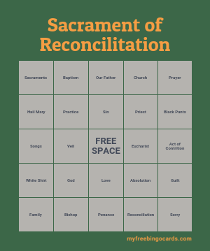 Sacrament of Reconcilitation Bingo