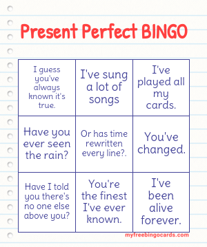 Present Perfect BINGO