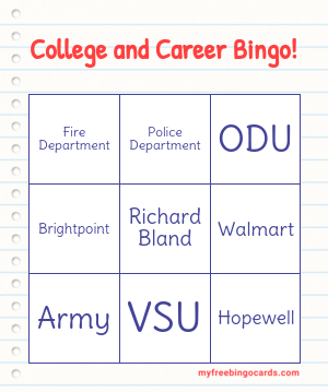 College and Career Bingo!