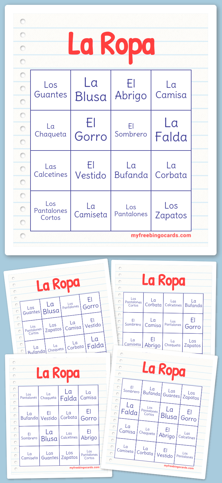 Virtual La Ropa Bingo