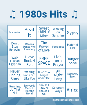 1980s Hits ♫ Bingo