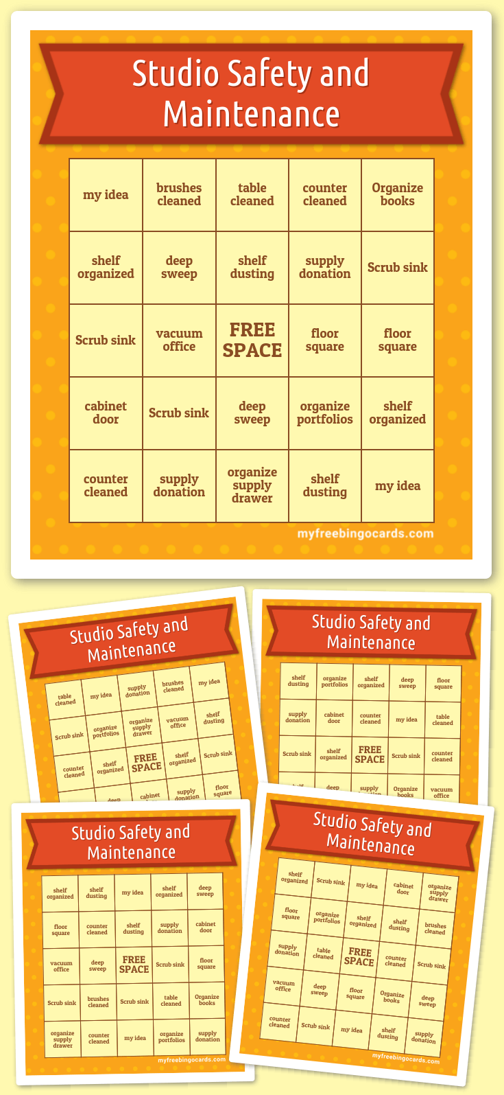 Virtual Studio Safety and Maintenance Bingo