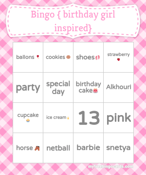 Bingo { birthday girl inspired}