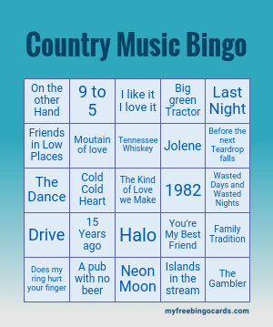 Country Music Bingo